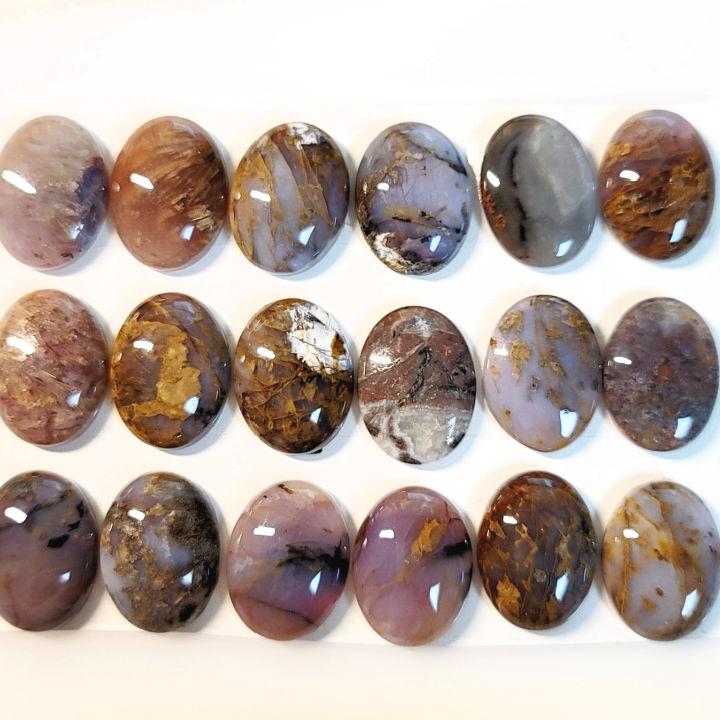 1 Regency Rose Plume Agate 15 x 20mm Oval Old Stock Gemstone Cabochon ...